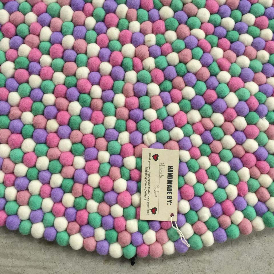 Bubblegum Felt Ball Rug - Felt Ball Rug Australia