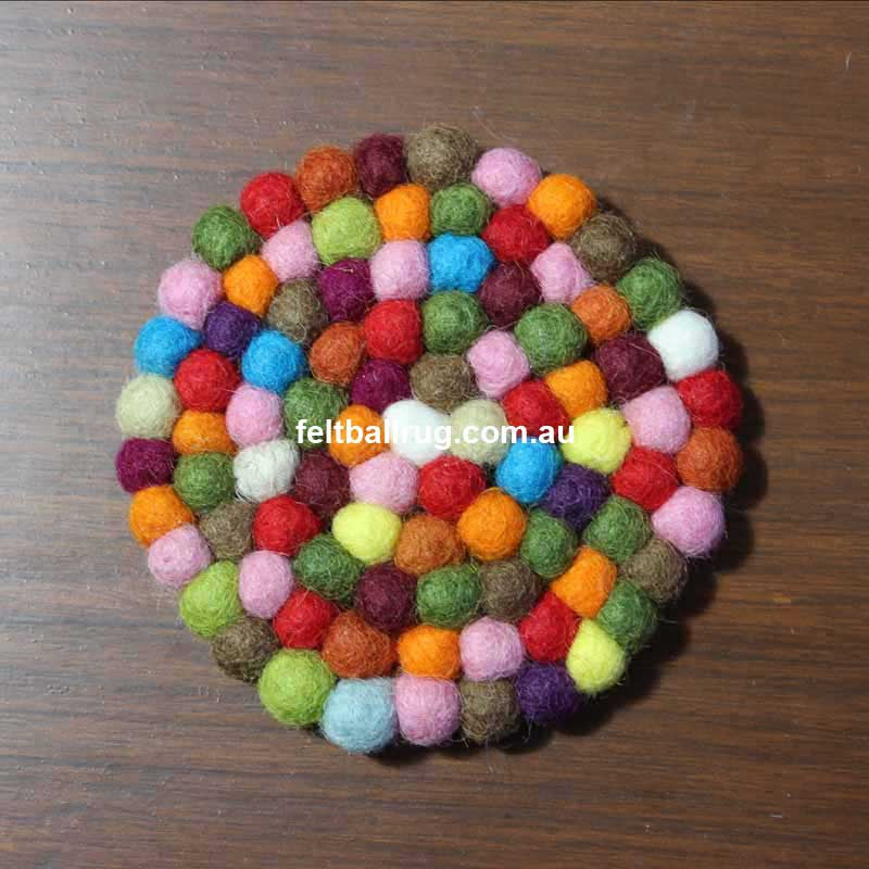 Multicolored Felt Ball Coaster- Felt Ball Coaster. – Felt Ball Rug ...