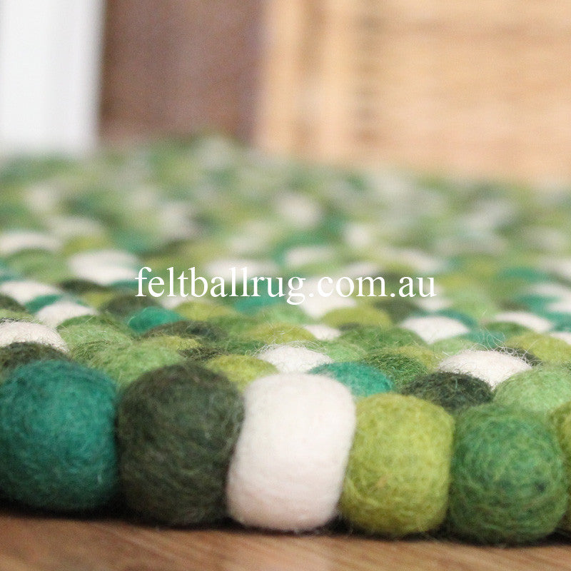 Garden Green Felt Ball Rug - Felt Ball Rug Australia