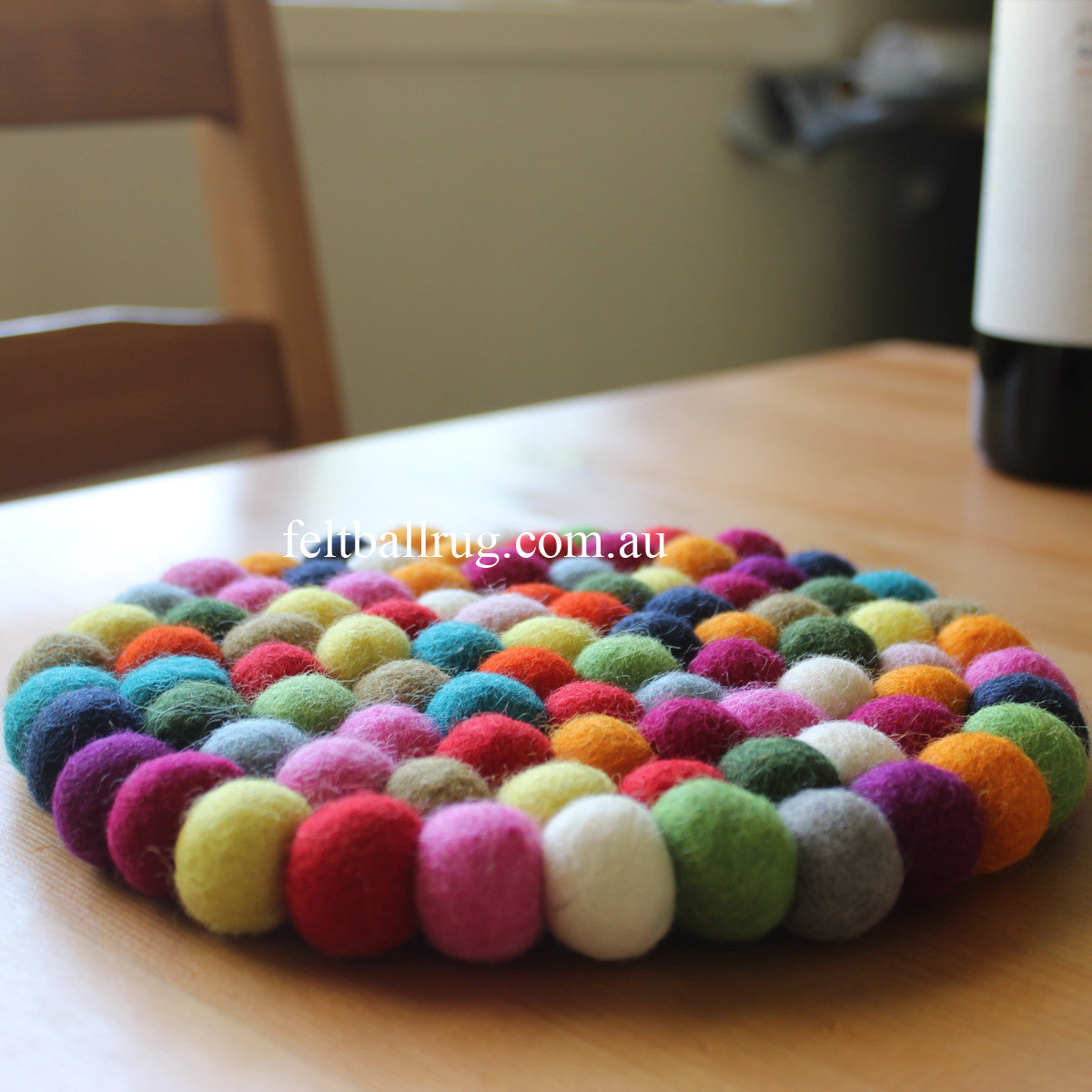 Multi Colored Felt Ball Trivet – Felt Ball Rug Australia