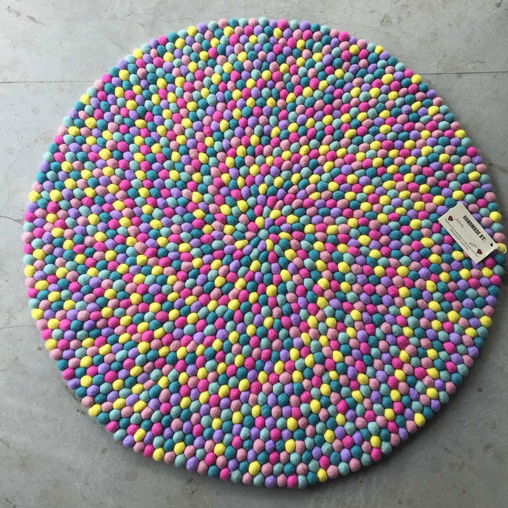 Rainbow sprinkles felt ball rug - Felt Ball Rug Australia