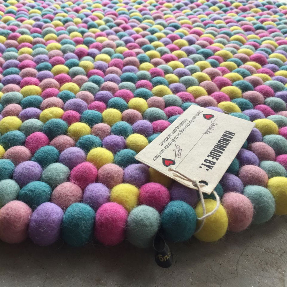 Rainbow sprinkles felt ball rug - Felt Ball Rug Australia